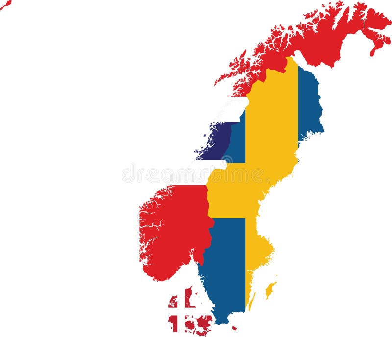 Map of Scandinavian Peninsula Countries with National Flag Stock Vector ...