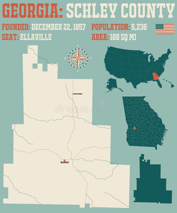 Map of Schley County in Georgia Stock Vector - Illustration of citizens ...