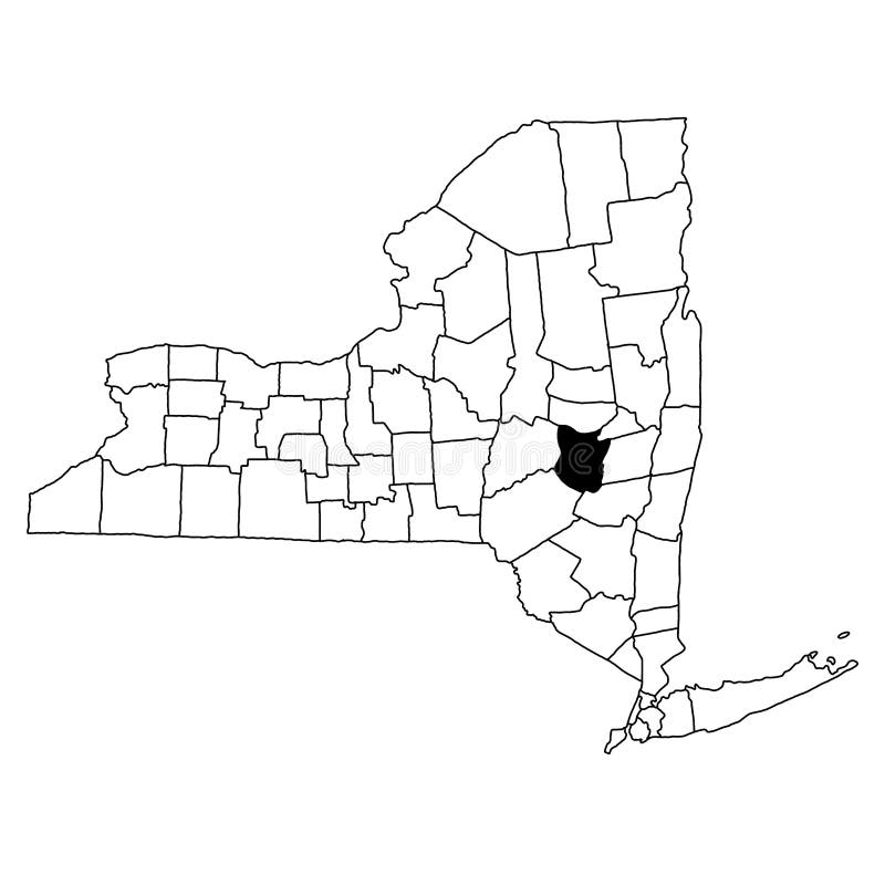 Map of Schoharie County in New York State on White Background. Single ...