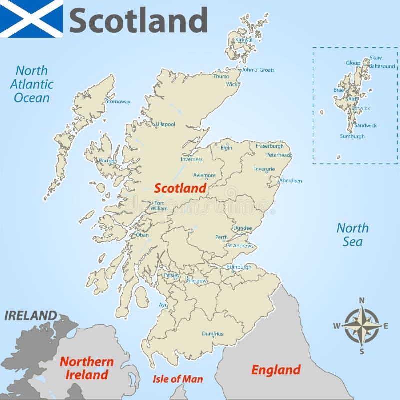 Map of Scotland with Districts Stock Vector - Illustration of scotland ...
