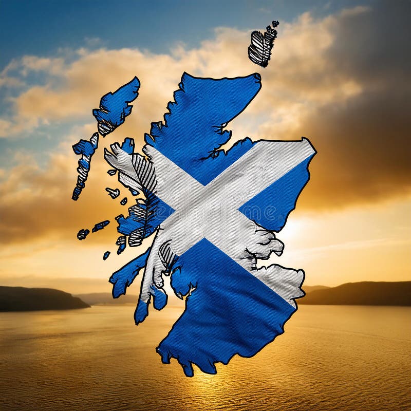 Map of Scotland with Flag stock illustration. Illustration of colourful ...