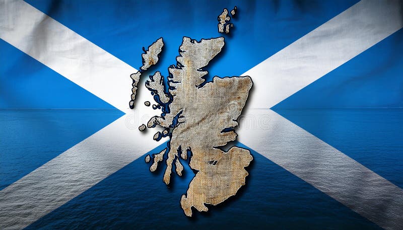 Map of Scotland with Flag stock illustration. Illustration of poster ...