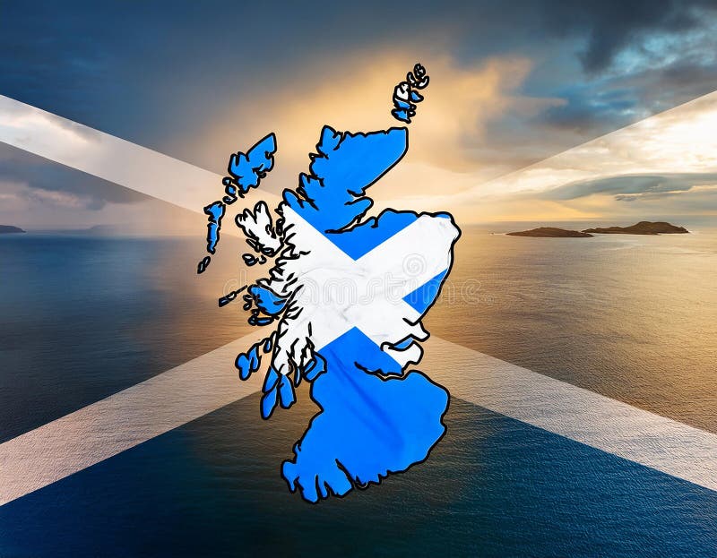 Map of Scotland with Flag stock illustration. Illustration of atlas ...
