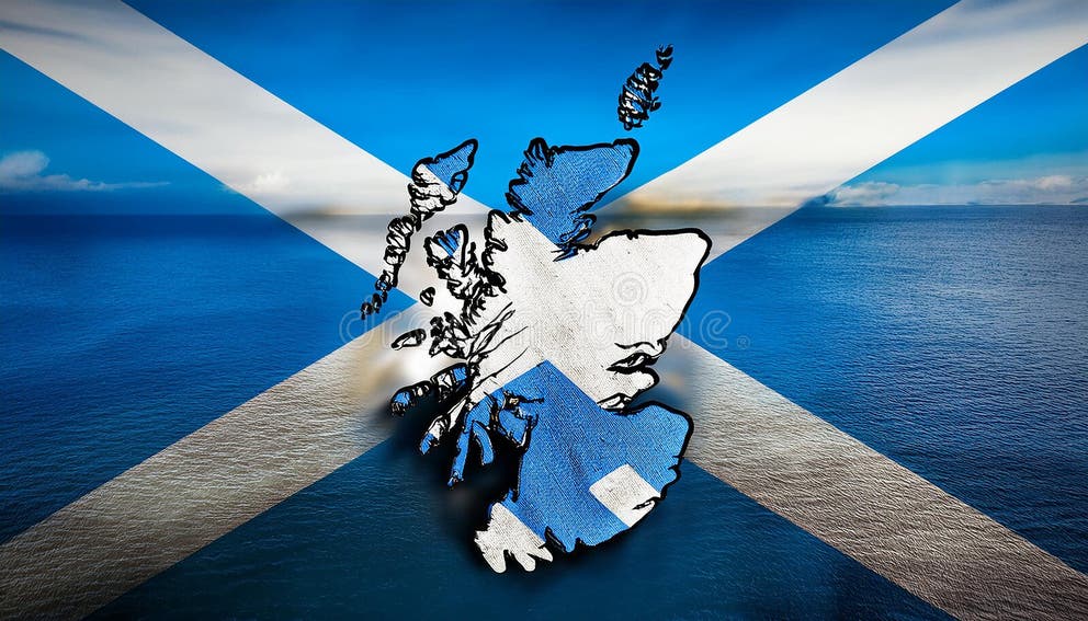 Map of Scotland with Flag stock illustration. Illustration of generated ...