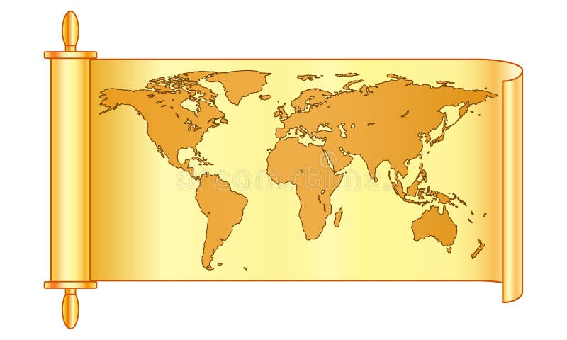 Map on scroll stock vector. Illustration of paper, papyrus - 185947845