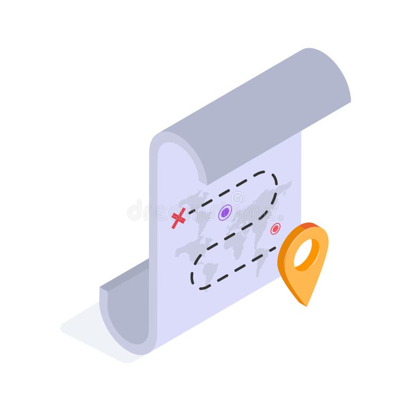 Map Scroll with a Location Pin Marking a Specific Place Stock Vector ...