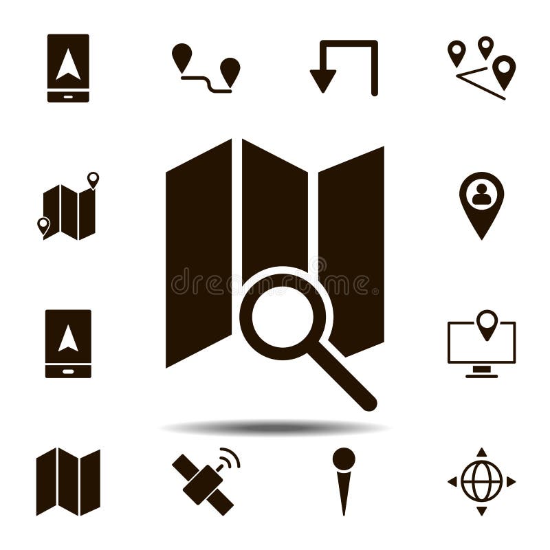 Map, Search Icon. Simple Glyph, Flat Vector Element of Location Icons ...