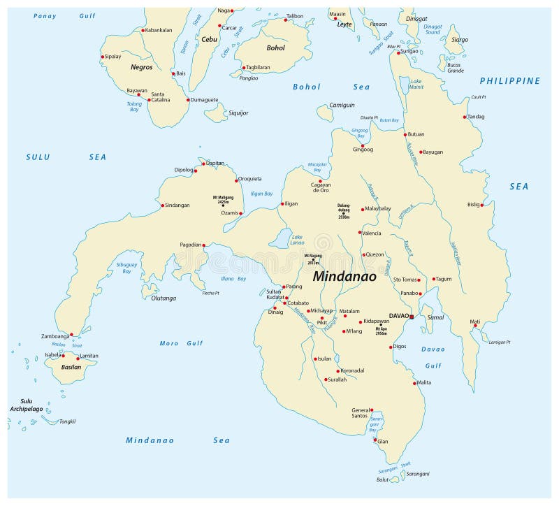 Map of the Second Largest Philippine Islands Mindanao Stock ...