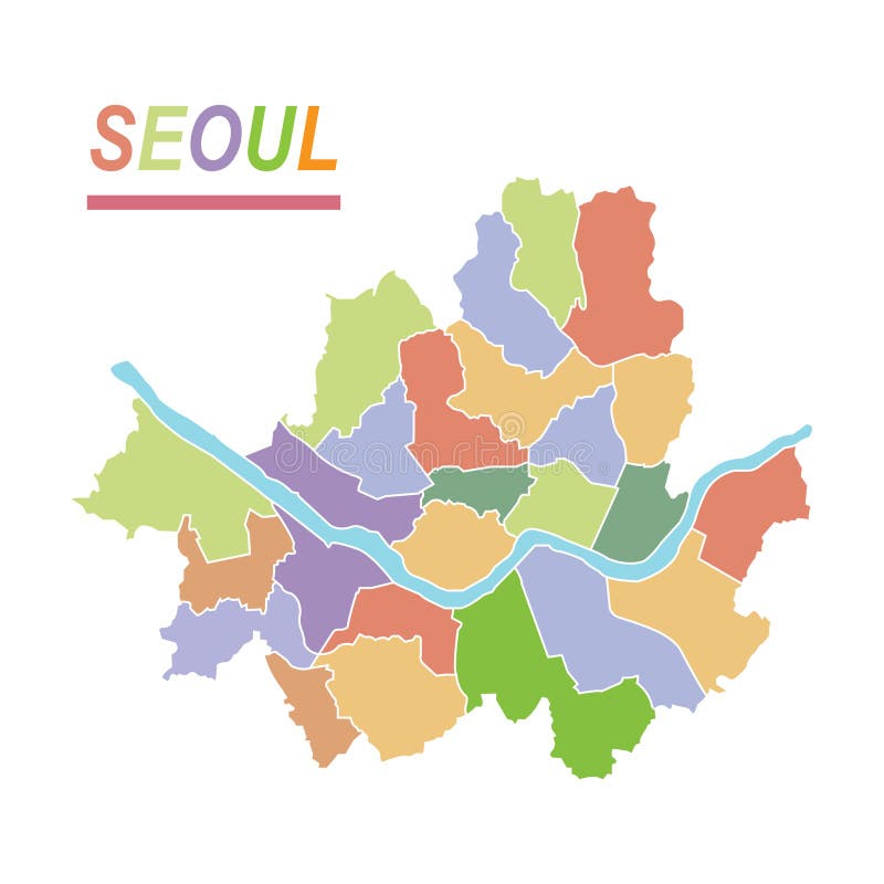 Map of seoul south korea stock vector. Illustration of geography ...