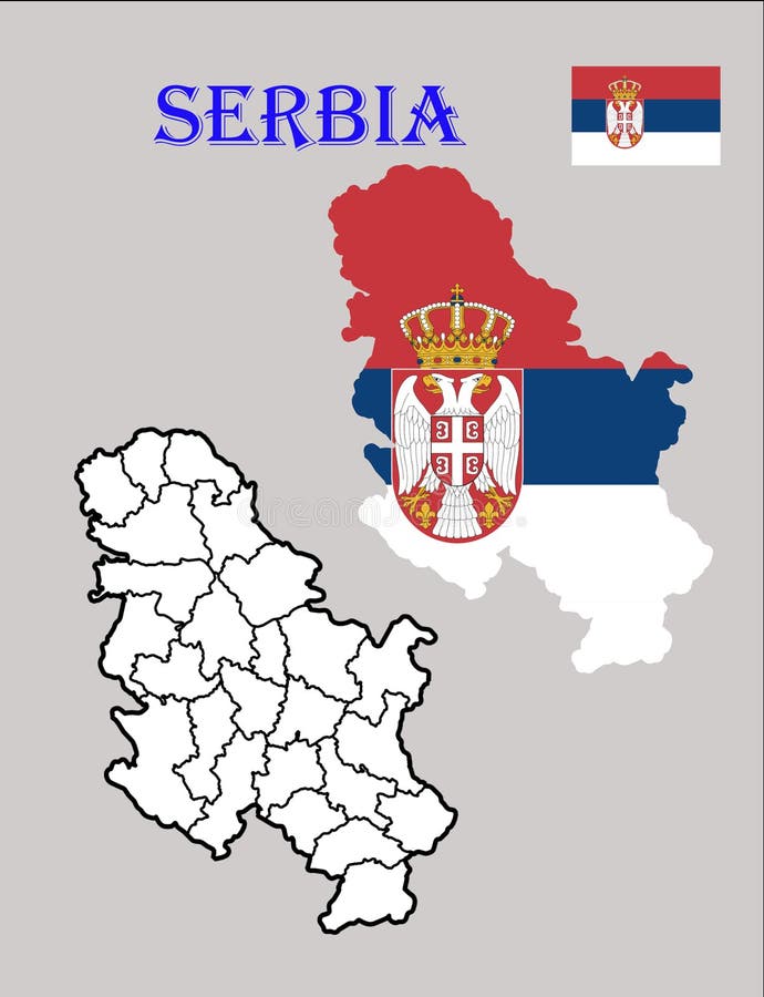Map of Serbia with Regions and Flag Draw and Cut Out Stock Illustration ...