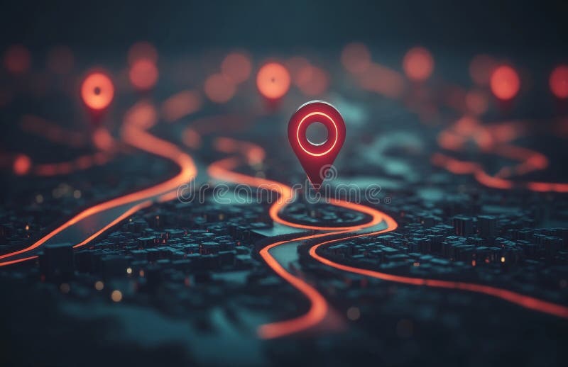 A Map with Several Red Location Pins Indicating Routes and Destinations ...