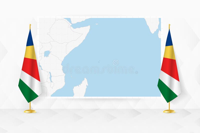 Map of Seychelles and Flags of Seychelles on Flag Stand Stock Vector - Illustration of east ...