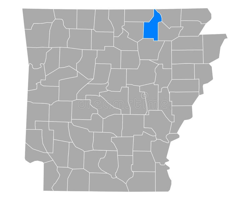 Map of Sharp County in Arkansas Stock Vector - Illustration of lakes ...