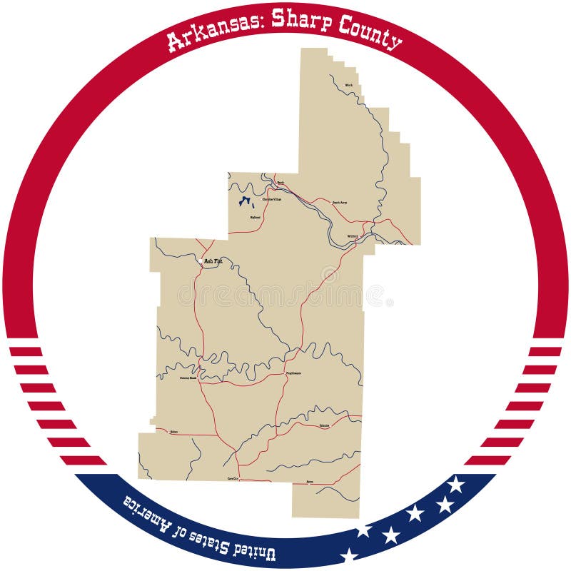 Arkansas, Sharp county map stock vector. Illustration of detail - 97229530