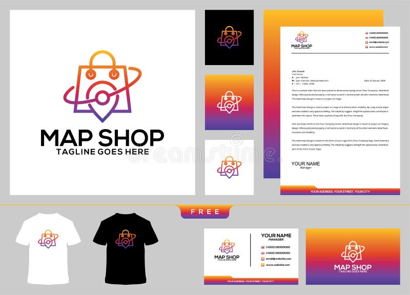 Map Shop Logo Design Template and Business Card for Business Online ...