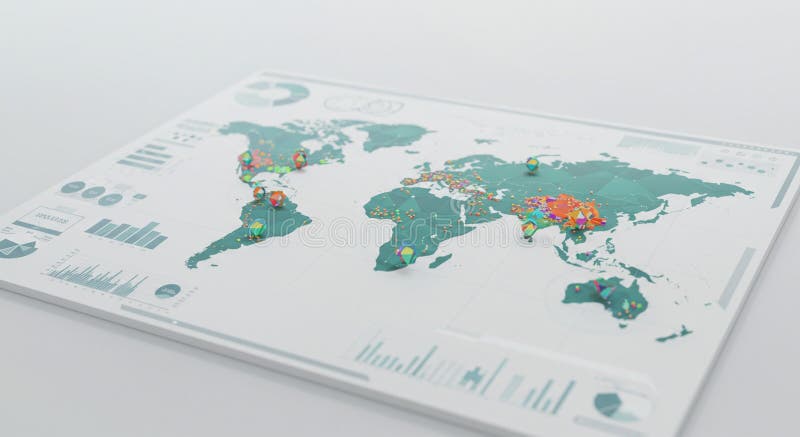 Map Showcasing Global Data Visualization with Color-coded Markers ...