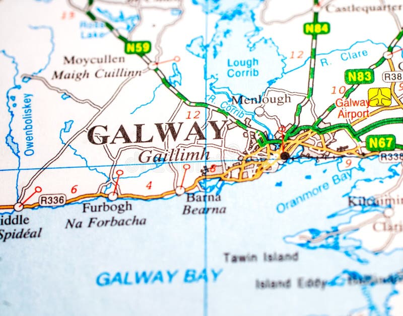 Galway city stock image. Image of close, marked, atlas - 340854287