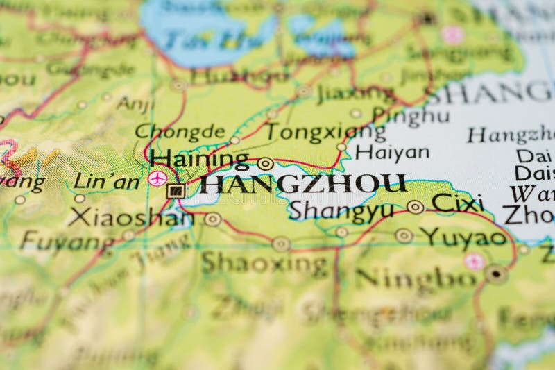 Map Showing Hangzhou and Surrounding Chinese Cities.. Stock Photo ...