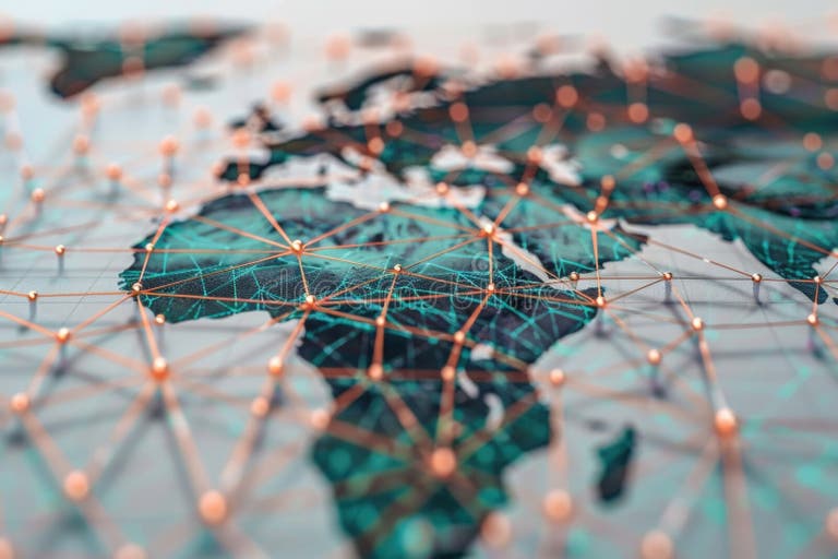 Global Connections Map stock photo. Image of traversing - 374345234