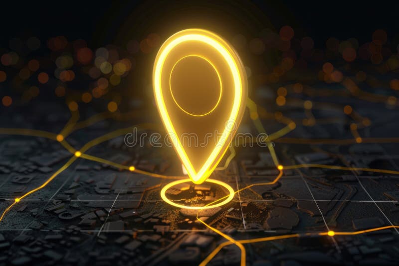 A Map Showing a Location with a Glowing Pin, Useful for Navigation or ...
