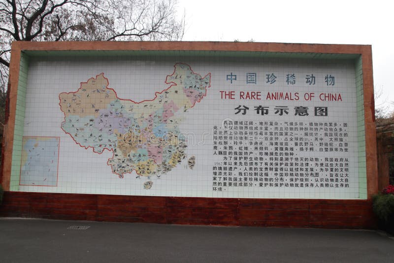 Map Showing the Rare Animals in China, Chengdu Zoo, China Editorial ...