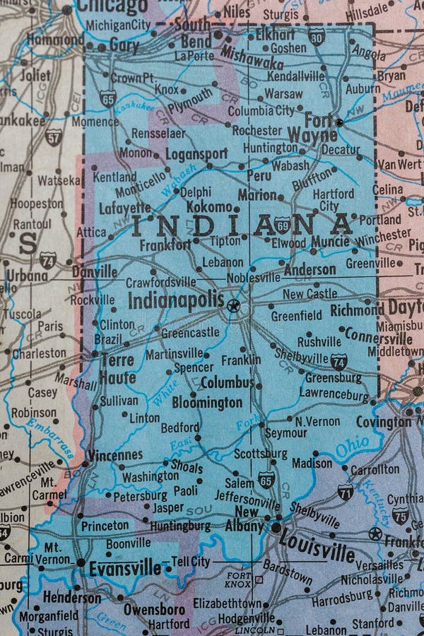 Map Showing the State of Indiana. Stock Photo - Image of travel, state ...
