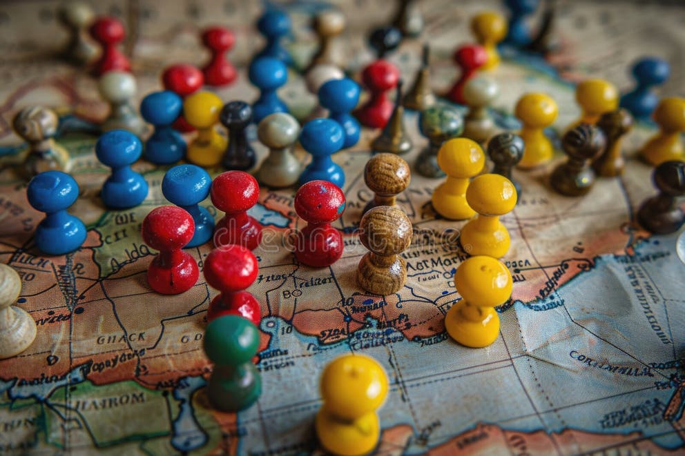 A Map Showing Various Locations Marked by Colorful Pins Stock Image ...