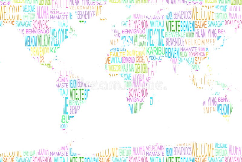 Map Showing Welcome in Different Languages Stock Illustration ...
