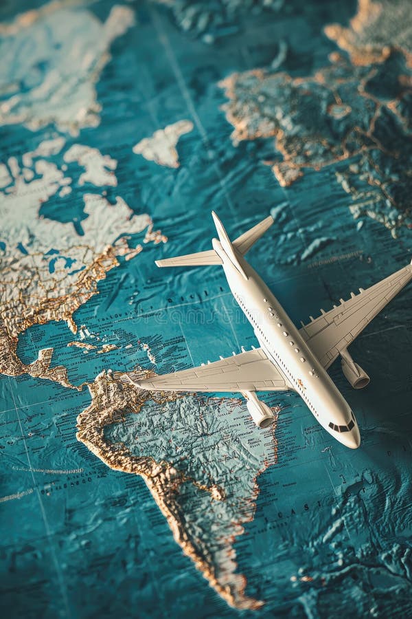 The Map Shows the Plane from Above. Selective Focus Stock Image - Image ...