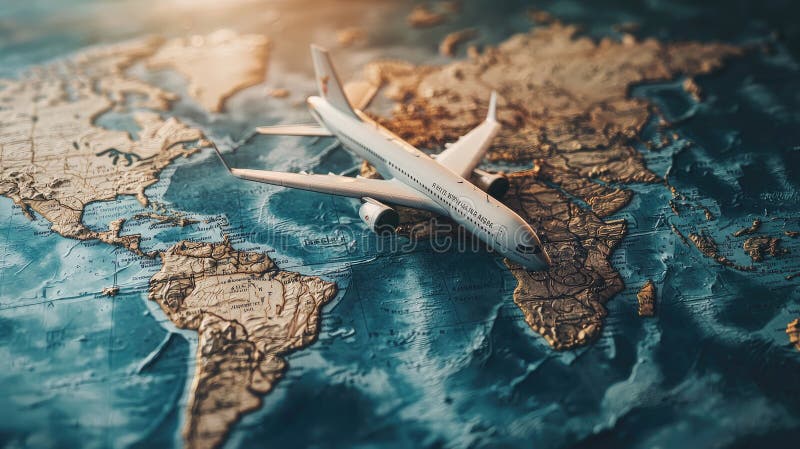 The Map Shows the Plane from Above. Selective Focus Stock Image - Image ...