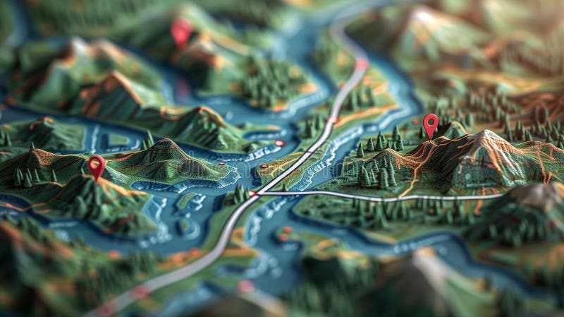 Map Shows Scenic Terrain with Winding Roads, Key Destinations, and ...