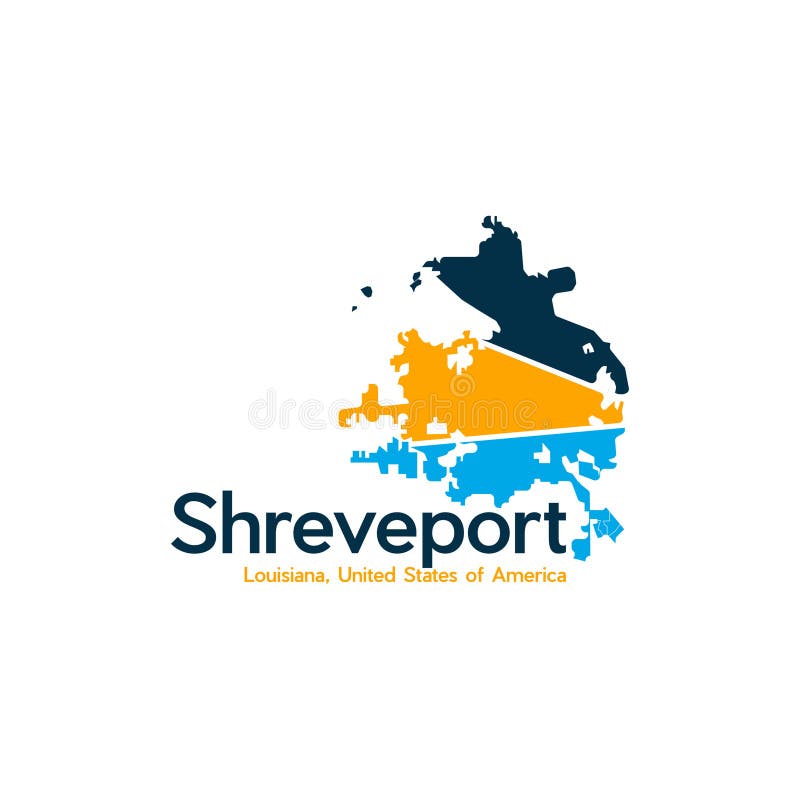 Map of Shreveport City Illustration Geometric Creative Design Stock ...