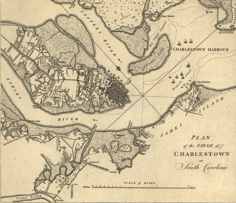 Map of the Siege of Charleston, South Carolina, Stock Illustration ...