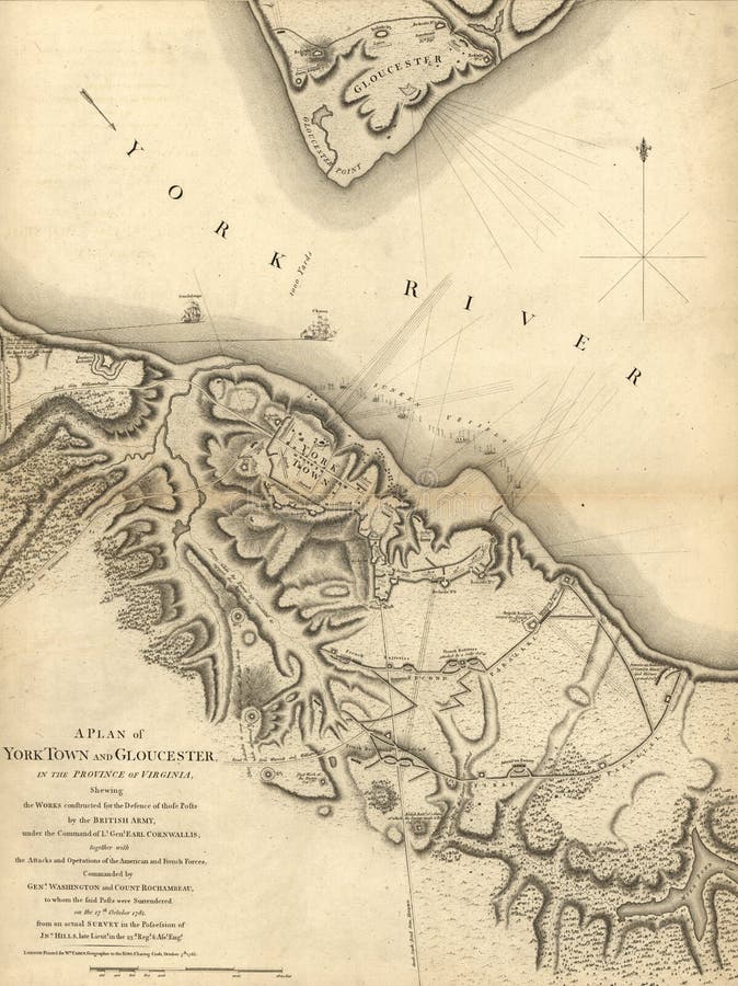 Map of the Siege of Yorktown, Virginia, 1781, Stock Illustration ...
