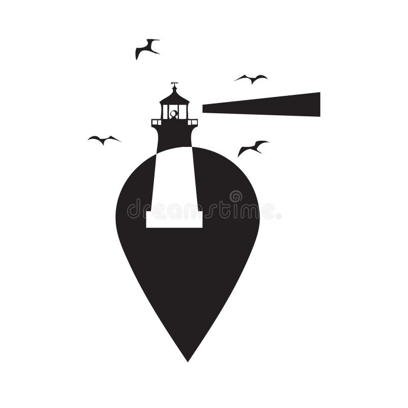 Map sign Lighthouse stock vector. Illustration of shipping - 319475386