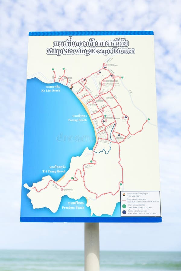 Map Signs by Patong Beach in Phuket, Thailand. Stock Image - Image of ...