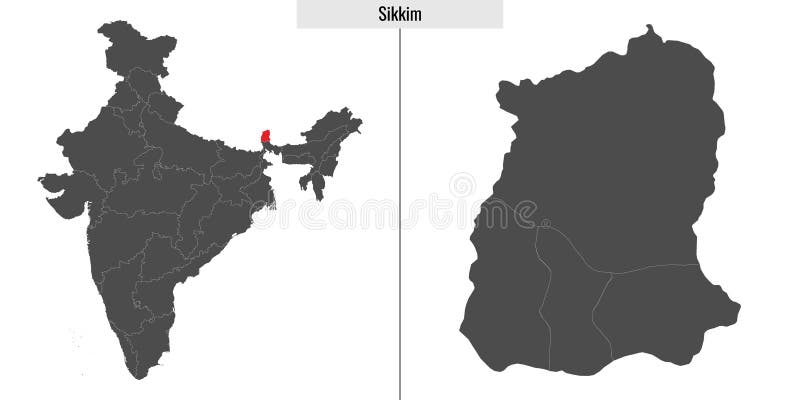 Map of Sikkim State of India Stock Vector - Illustration of state ...