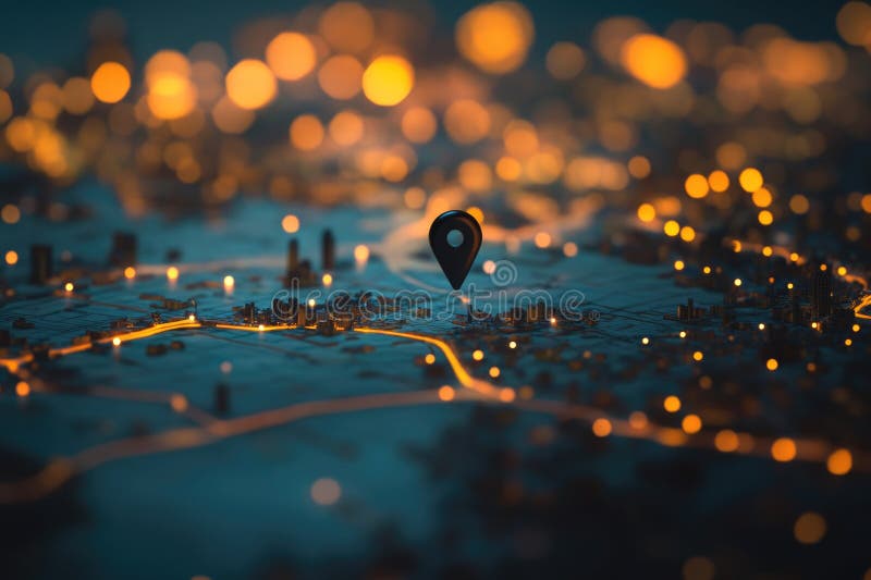 A Map with a Single Pin Marking a Location Stock Image - Image of ...