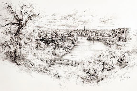 Map Sketch: an Artistic Representation of a Map, Emphasizing Features ...