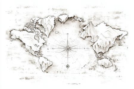 Map Sketch Vector: a Vector Illustration of a Map, Emphasizing Design ...