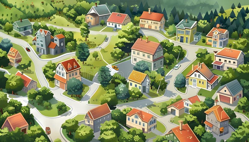 Cartoon Map Small Town Countryside Stock Illustrations – 54 Cartoon Map ...