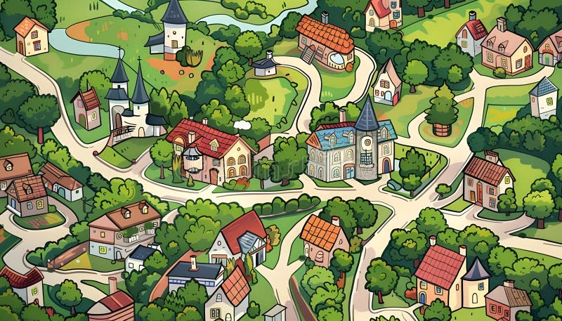 Cartoon Map Small Town Countryside Stock Illustrations – 54 Cartoon Map ...
