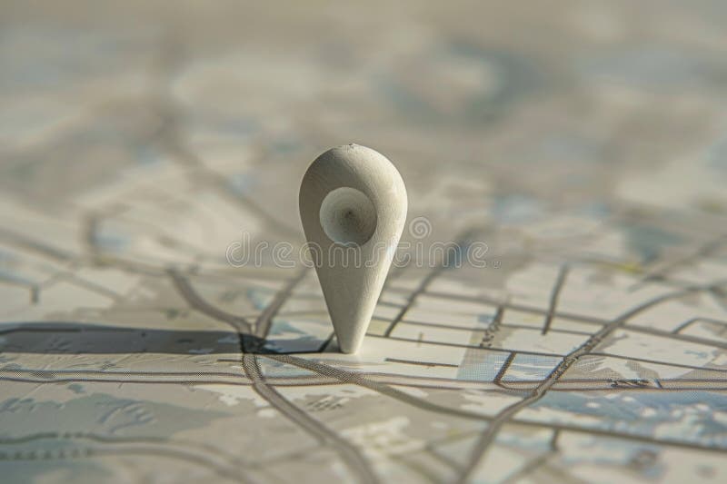A Map with a Small White Marker, Useful for Navigation Purposes Stock ...