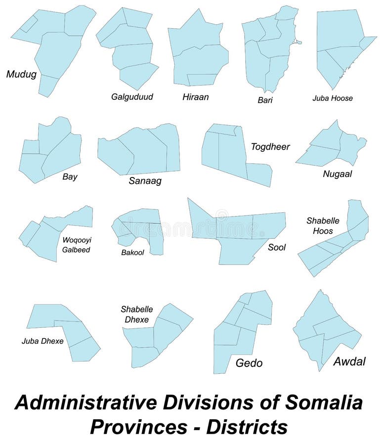 Map of Somalia stock vector. Illustration of area, administration ...