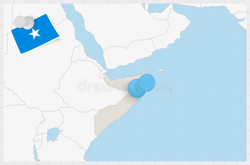 Map of Somalia with a Pinned Blue Pin. Pinned Flag of Somalia Stock ...