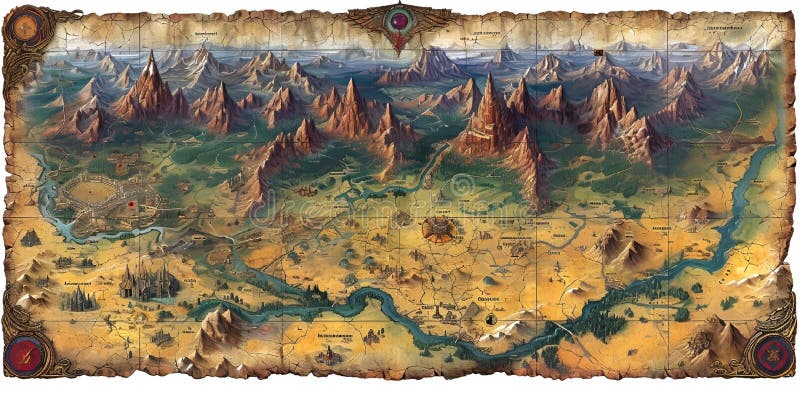 A Map with Some Very Interesting Mountains and Deserts in it Stock ...
