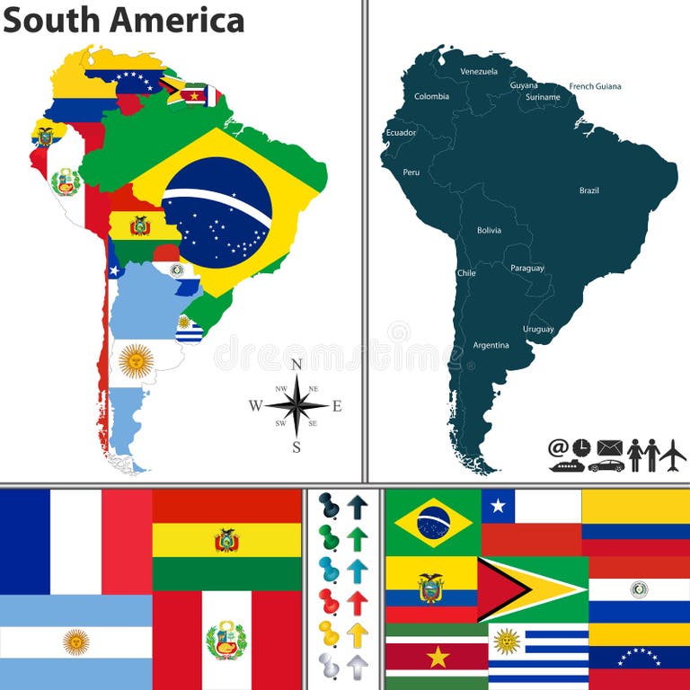 Latin America Map Flags Stock Illustrations – 732 Latin America Map ...