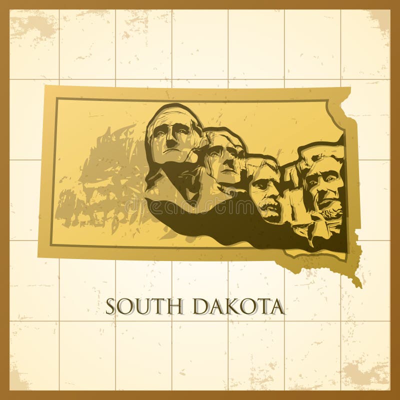 Us Map with South Dakota State Bird. Vector Illustration Decorative ... Us Map with South Dakota State Bird. Vector Illustration Decorative ...