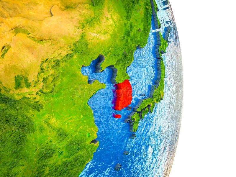 Map of South Korea on 3D Earth Stock Photo - Image of korean, render ...