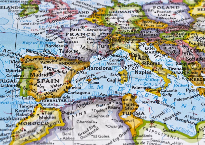 Map of Southern Europe stock photo. Image of northern - 94279050